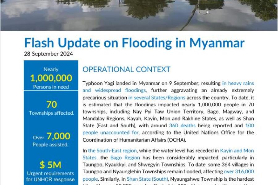UNHCR Flash Update on Flooding in Myanmar (28 September 2024) | United Nations in Myanmar